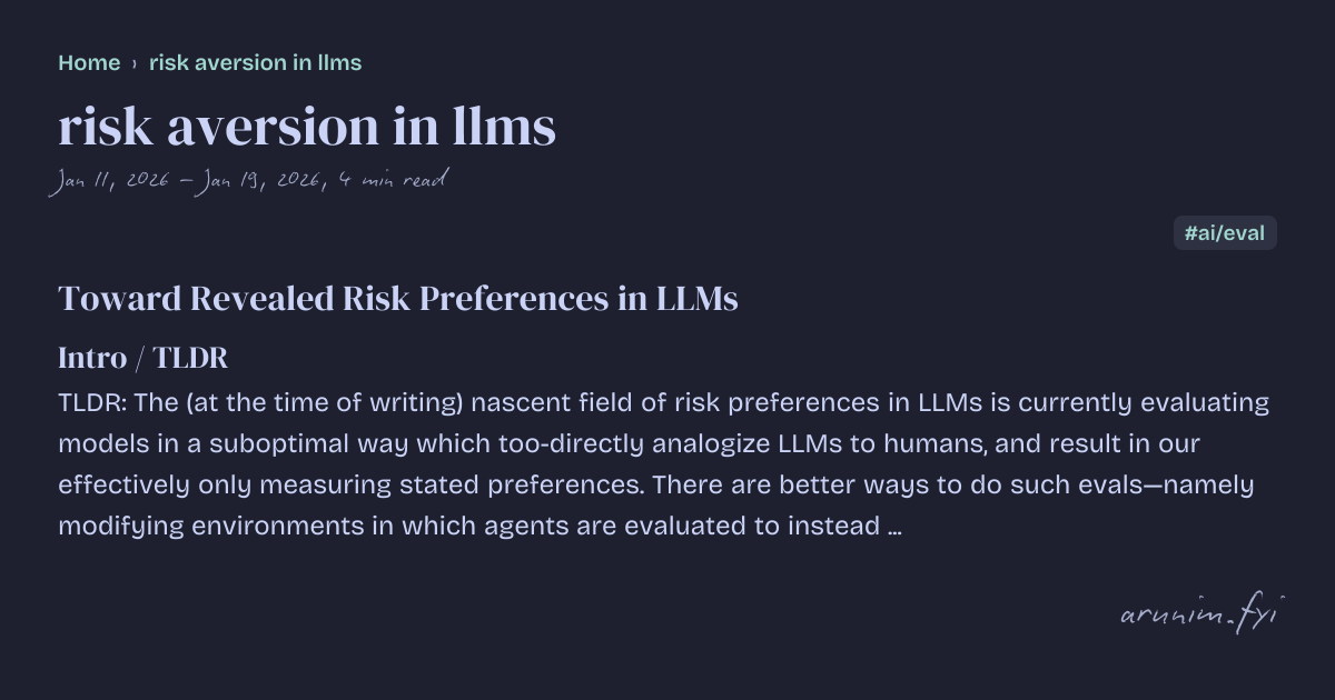risk aversion in llms